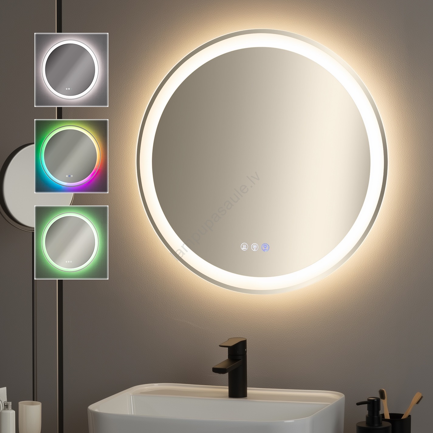 Brilagi- LED RGBW dimmējamais spogulis ar apsildi un apgaismojumu AVA ...