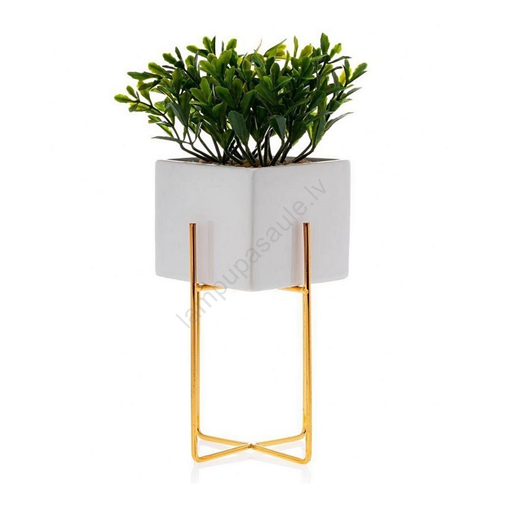 Keramikas puķu pods MIZU 22x12 cm balts/zelta | Lampupasaule
