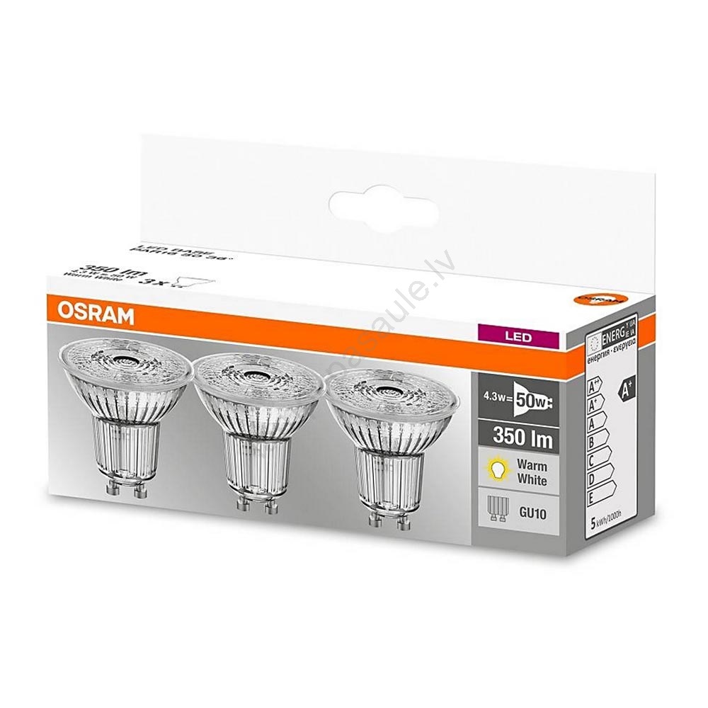 KOMPLEKTS 3x LED Spuldze PAR16 GU10/4,3W/230V 2700K - Osram | Lampupasaule