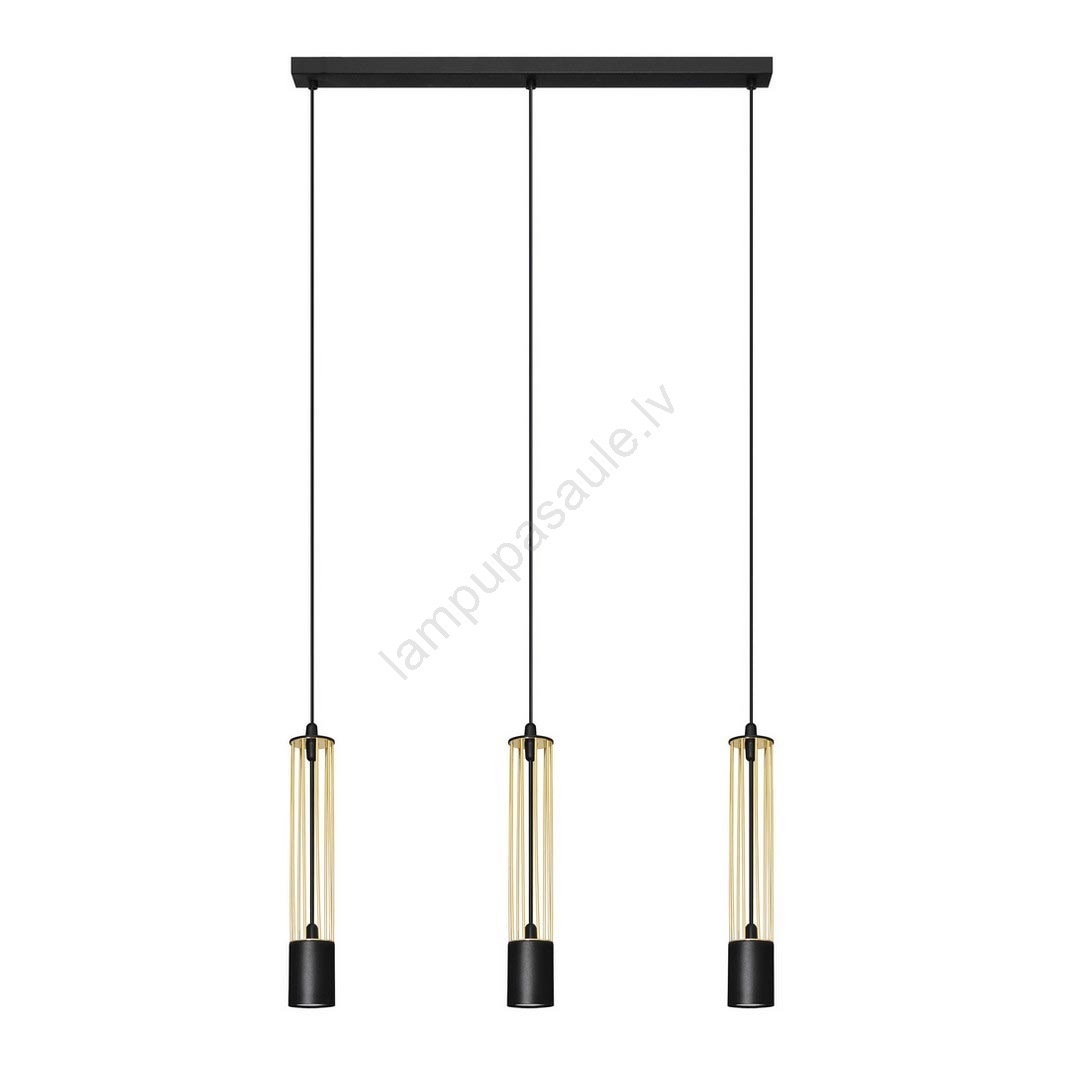 Lustra ar auklu BARS 3xGU10/20W/230V zelta/melna | Lampupasaule